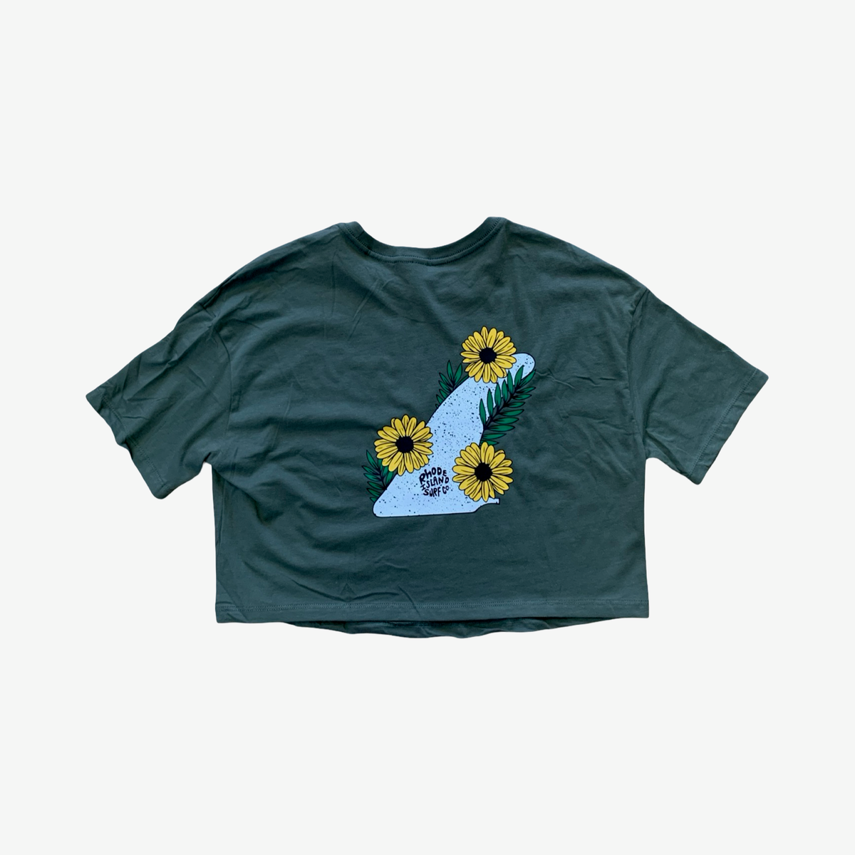 Women's Premium Flowy Crop- Fin Logo (Army Green) - Rhode Island Surf ...